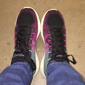 skechers Shoes | Black Leather Wrhinestonessize 6 | Poshmark